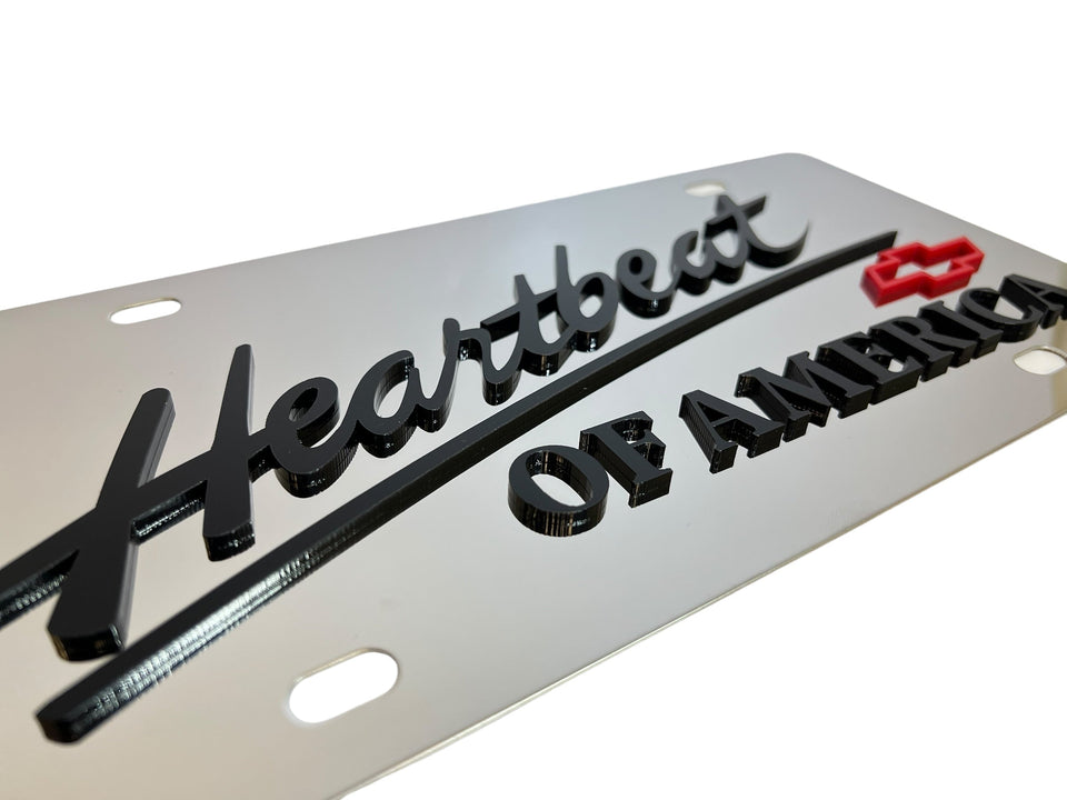 Chevrolet Heartbeat of America Stainless Steel License Plate | Corvette ...