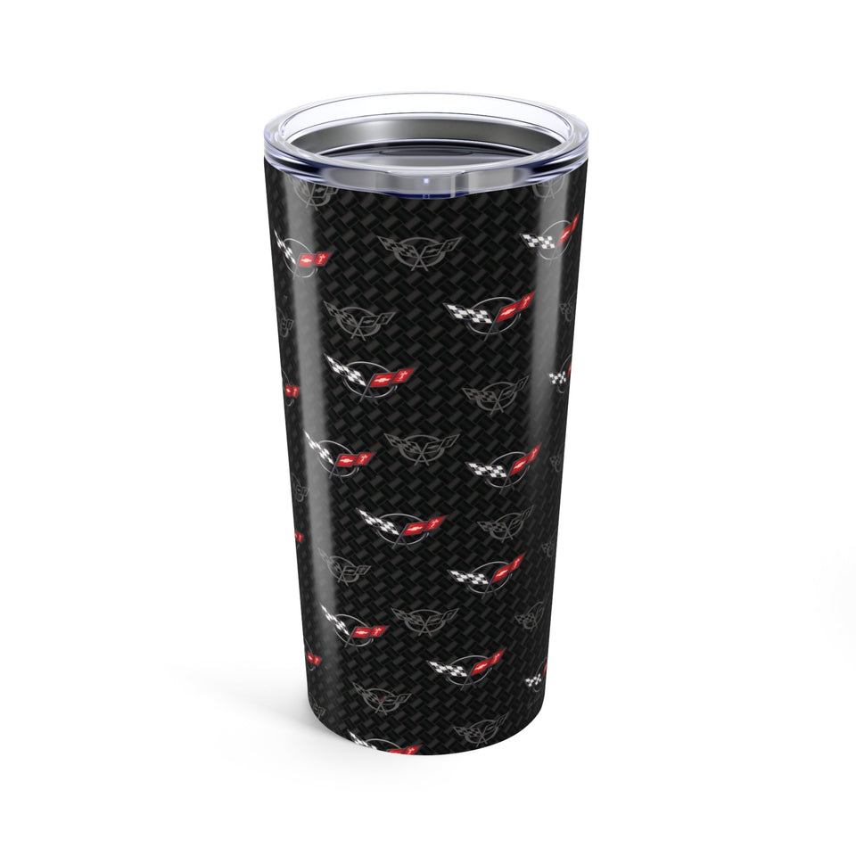 Corvette C5 Logo Toss Pattern Carbon Tumbler 20oz