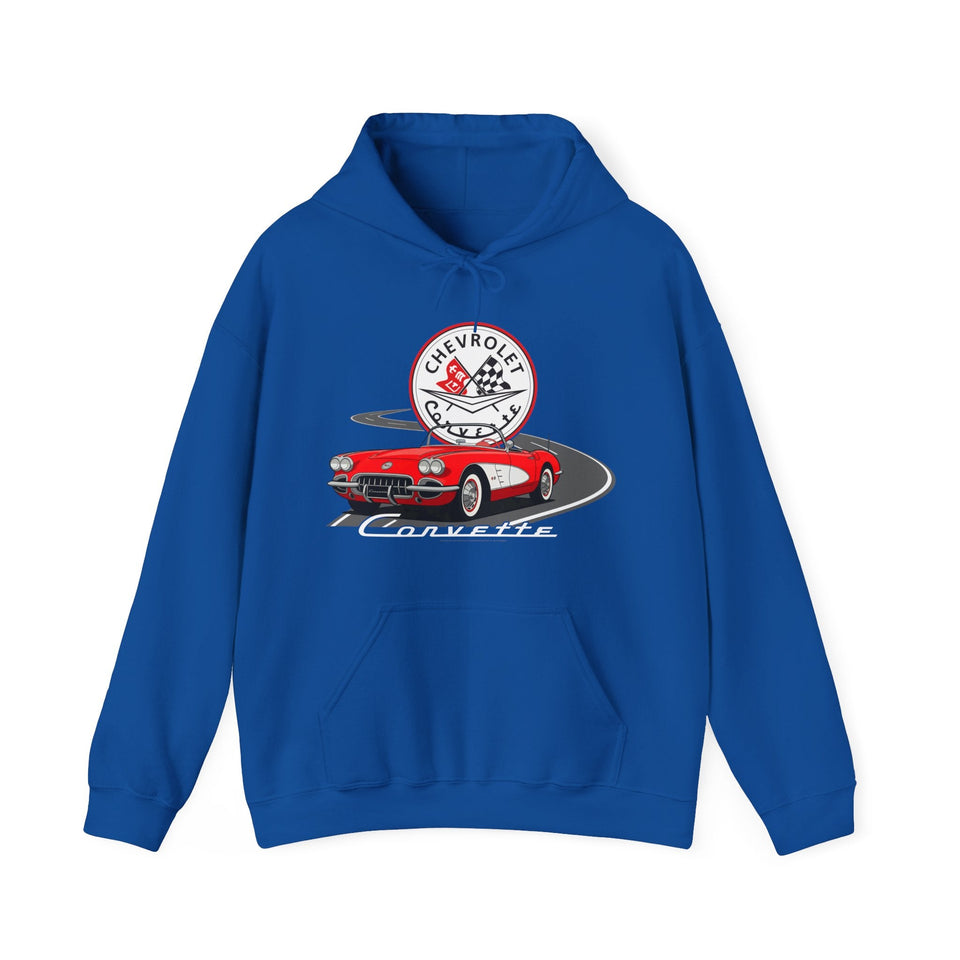 C1 Corvette Emblem & Track Cotton Blend Hooded Sweatshirt