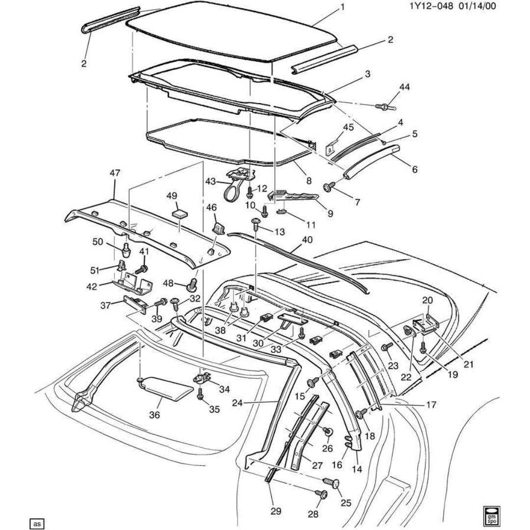 C5 Corvette Roof Panel Weatherstrip Retainer | Corvette Store Online