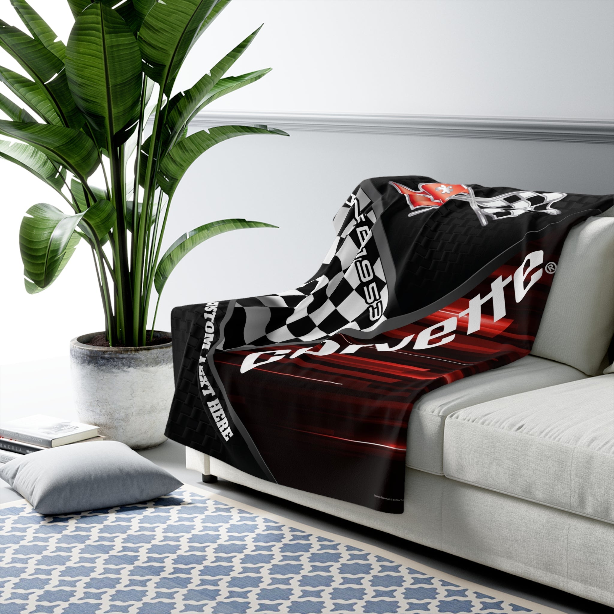 Personalized C3 Corvette Checkered Flag Racing Decorative Sherpa ...