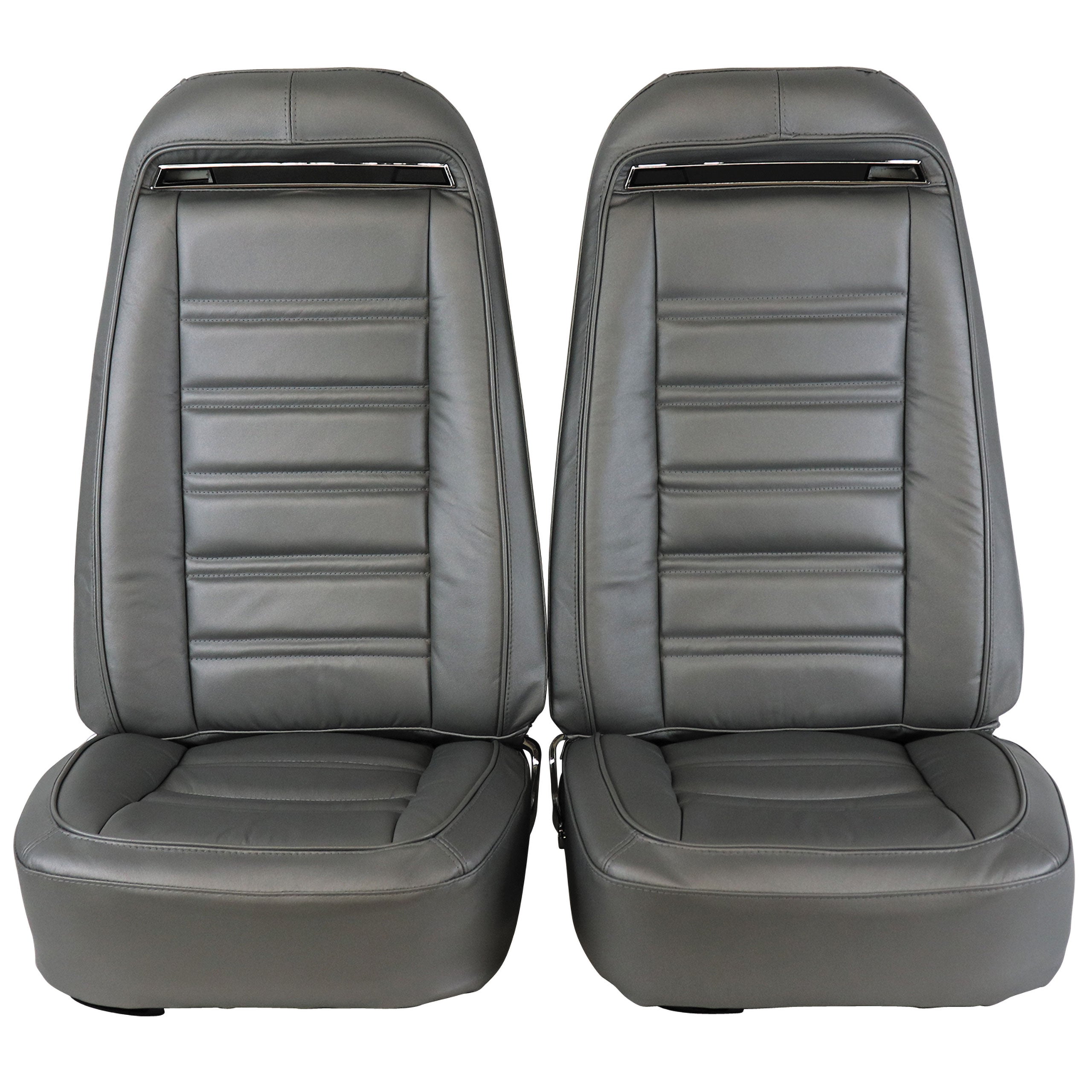 1975-1975 Corvette Mounted Seats Silver 100% Leather With Shoulder ...