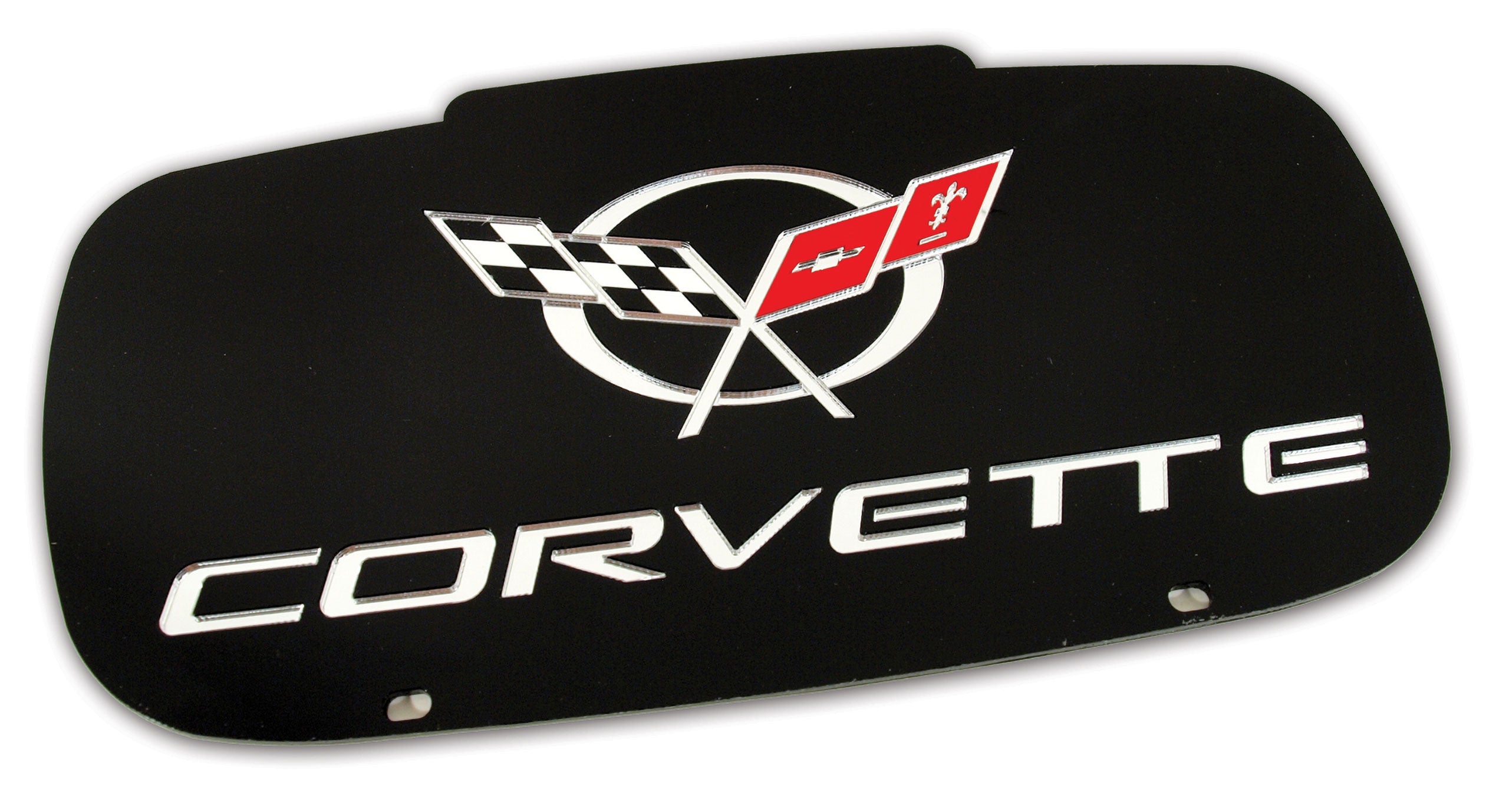 1997-2004 Corvette Front License Plate Blk W/Mirrored C5 Logo & Script ...