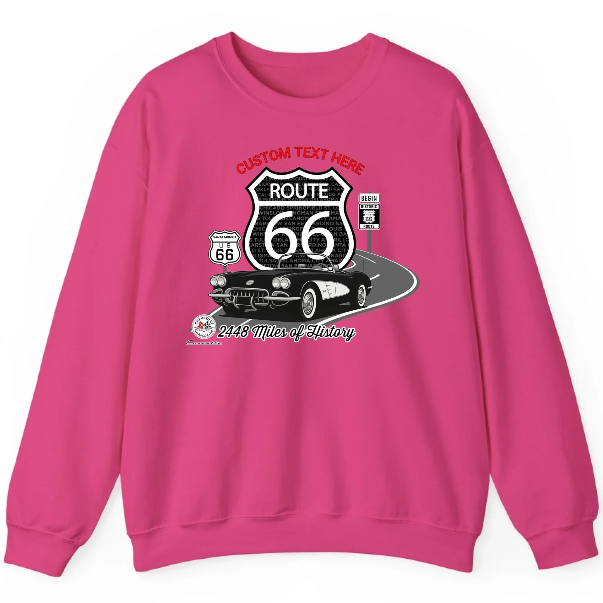 Personalized C1 Corvette Route 66 100th Anniversary Cotton Blend Sweat