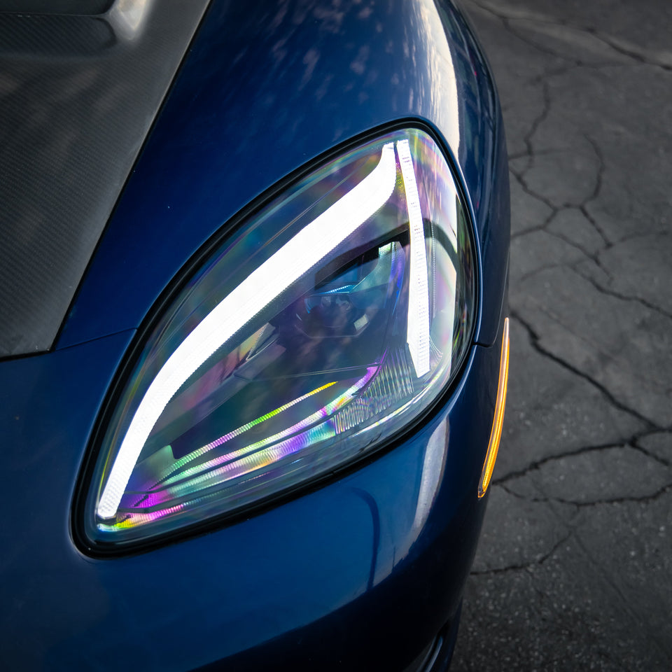 2005-2013 Corvette C6 Projector LED Headlights C8 Style Amber Sequenti