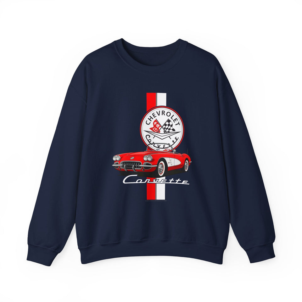 C1 Corvette Vertical Stripe Emblem Cotton Blend Sweatshirt