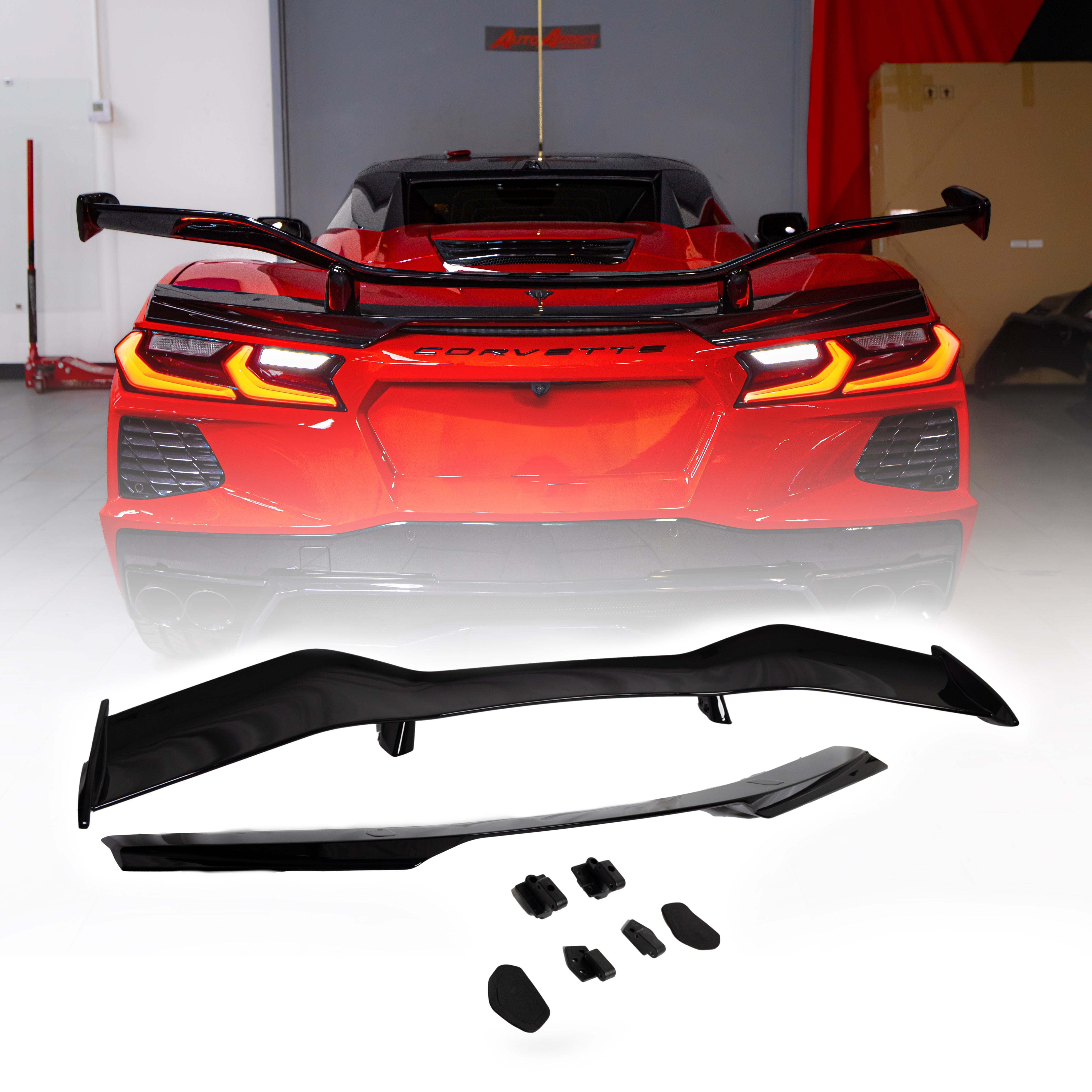 2020-2026 Corvette C8 Type-Z07 Style Rear Spoiler Aluminum 2pc For Sti