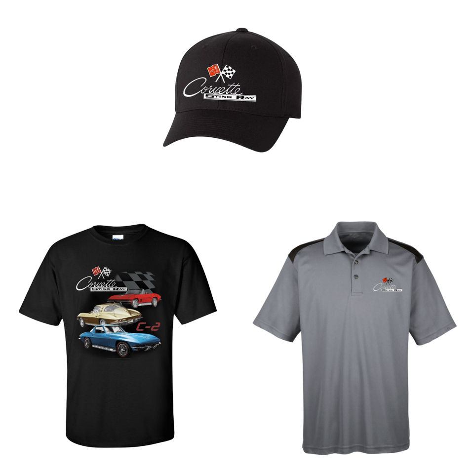 C2 Corvette Heritage Bundle – 1965 Graphic Tee, Performance Polo & Log