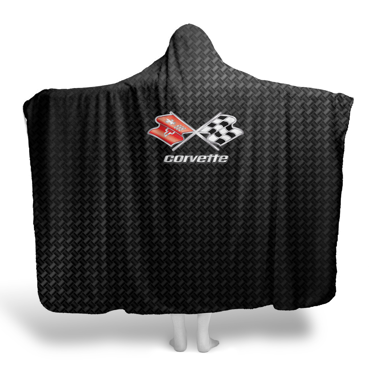 C3 Corvette Hooded Blanket – Carbon Background & Sherpa Fleece