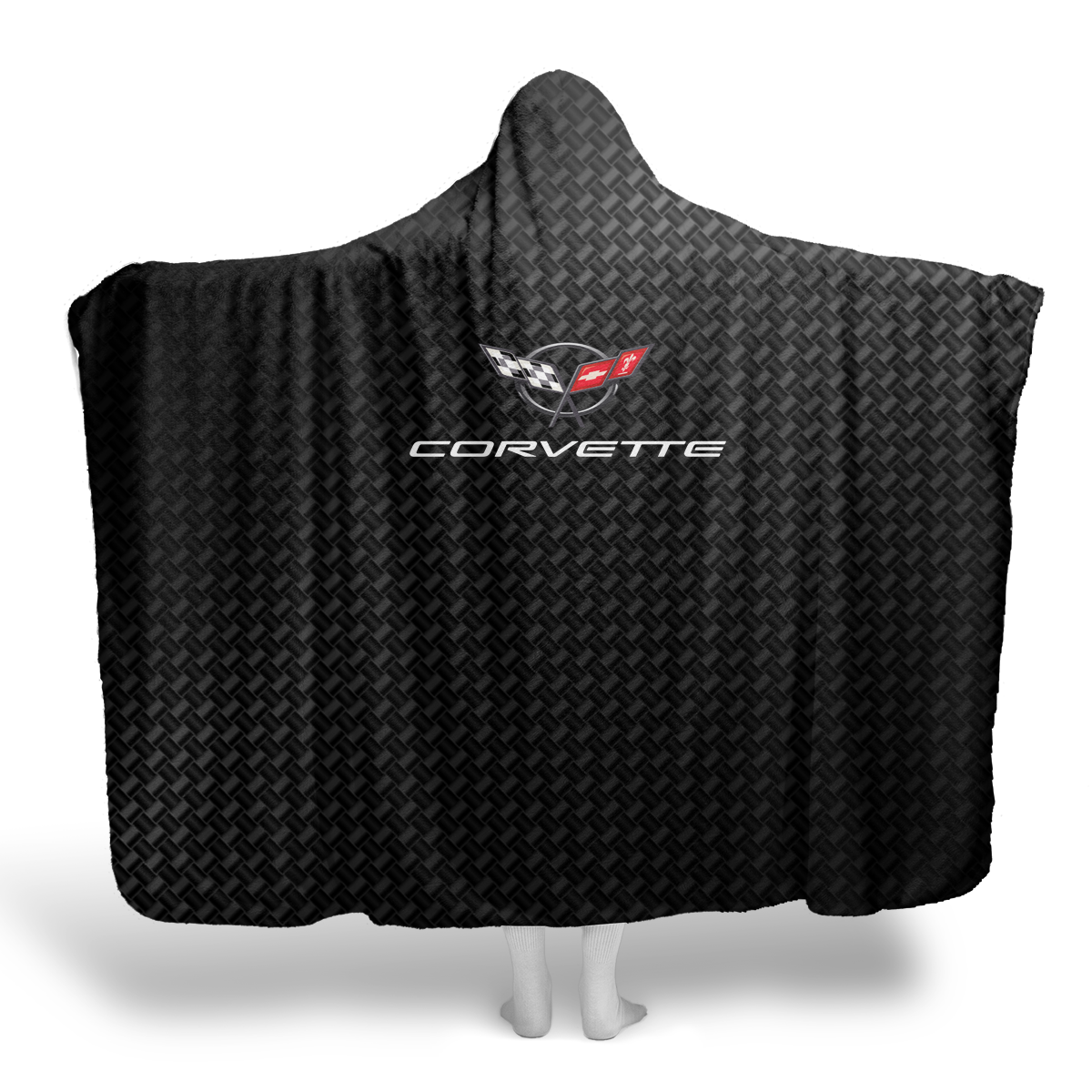 C5 Corvette Hooded Blanket – Carbon Background & Sherpa Fleece
