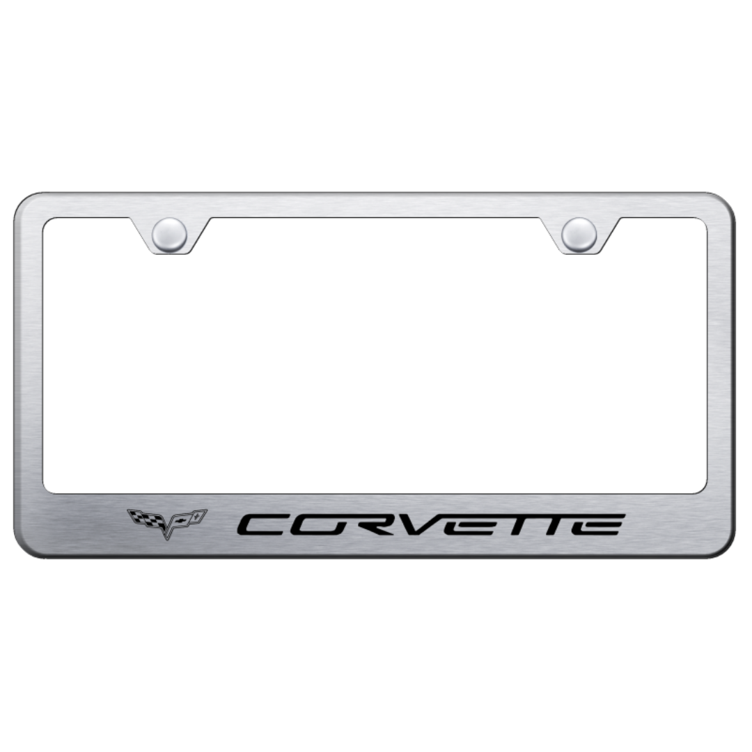 C6 Corvette License Plate Frame - Brushed | Corvette Store Online