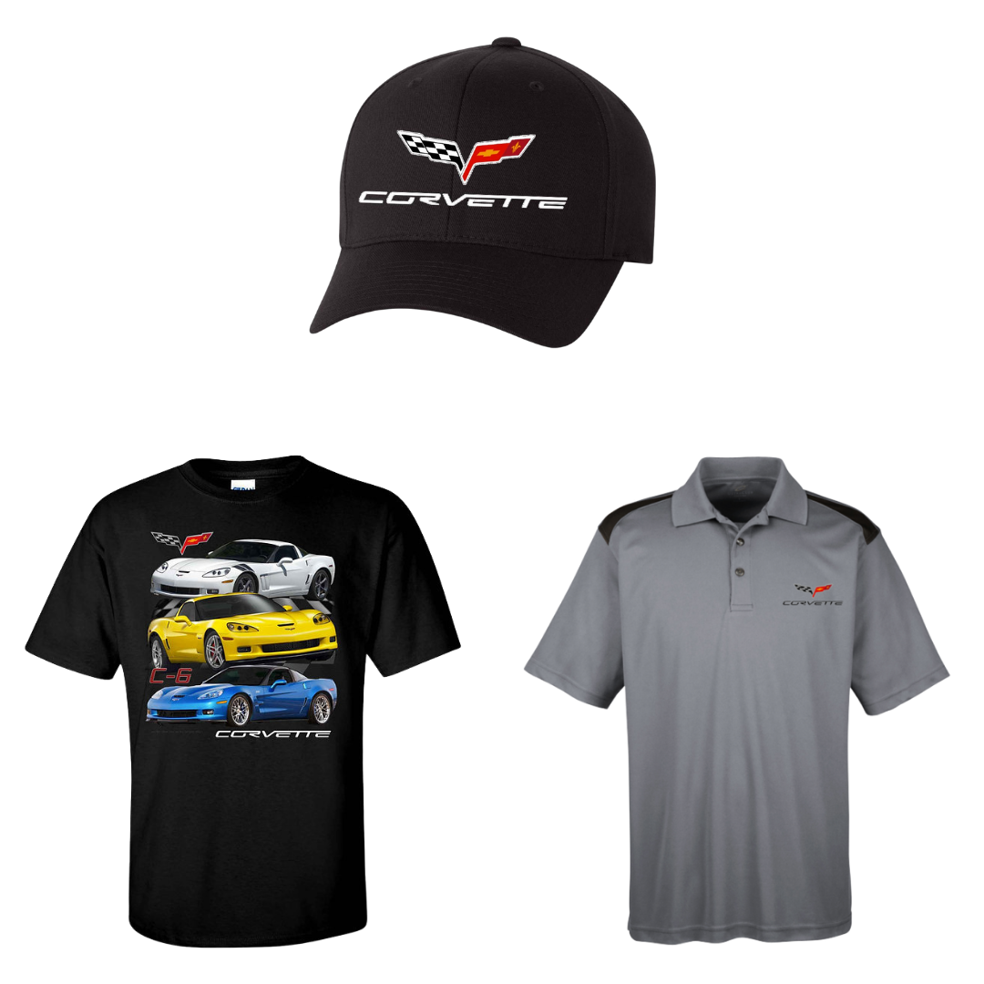 C6 Corvette Heritage Bundle – Graphic Tee, Performance Polo & Logo Cap
