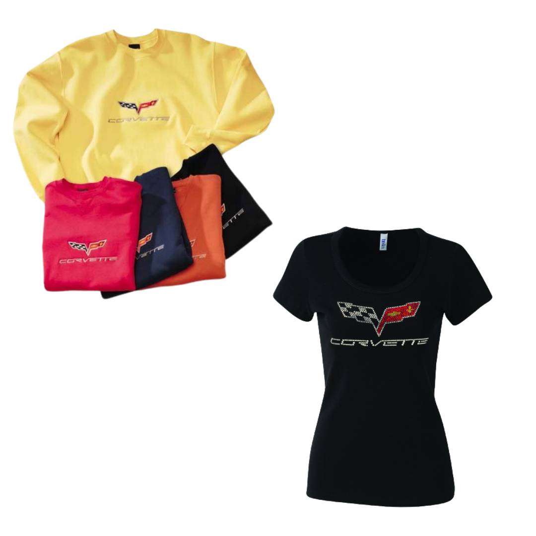 C6 Corvette His & Hers Bundle – Men’s Embroidered Crewneck & Ladies Rh