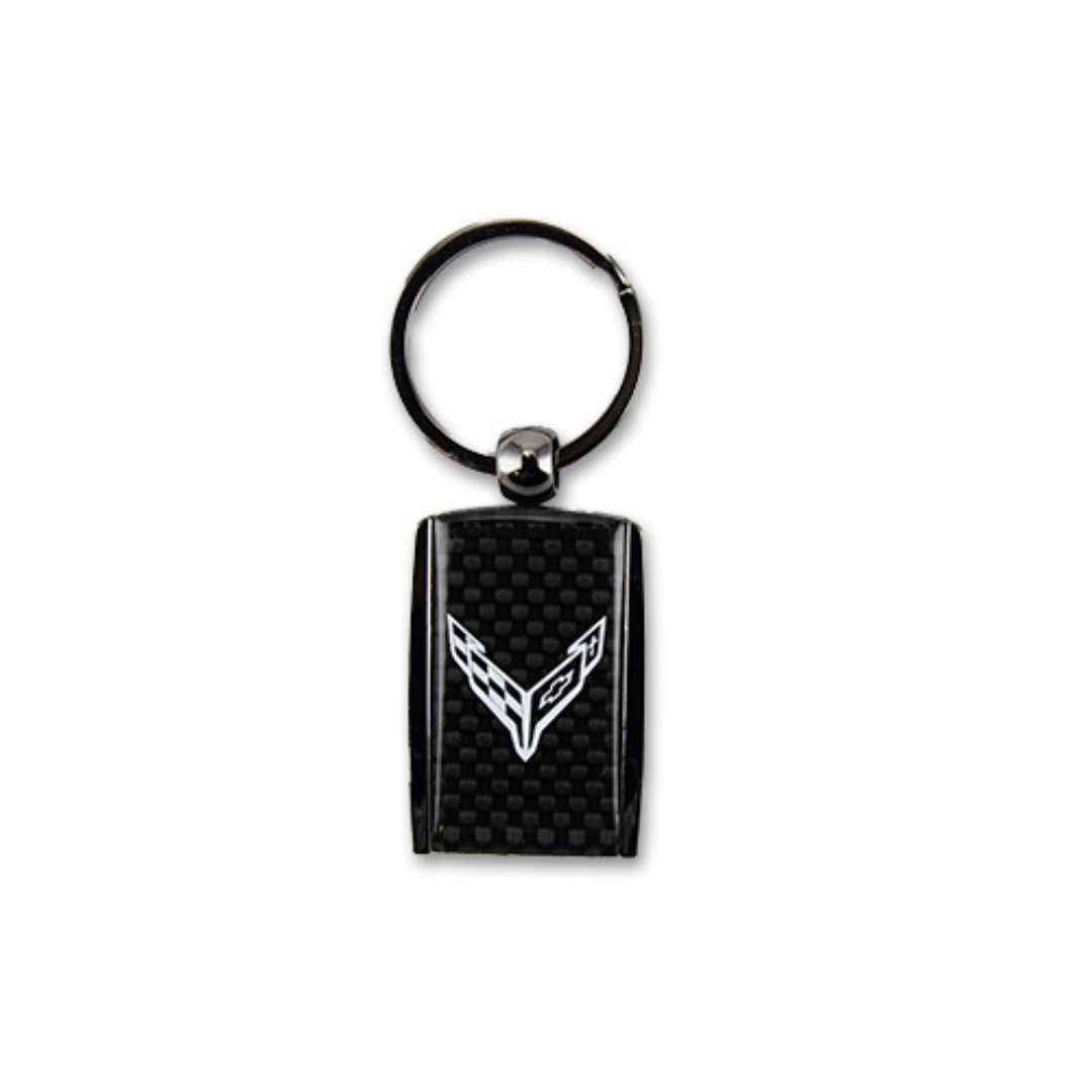 C8 Corvette Carbon Fiber Accent Keychain | Corvette Store Online