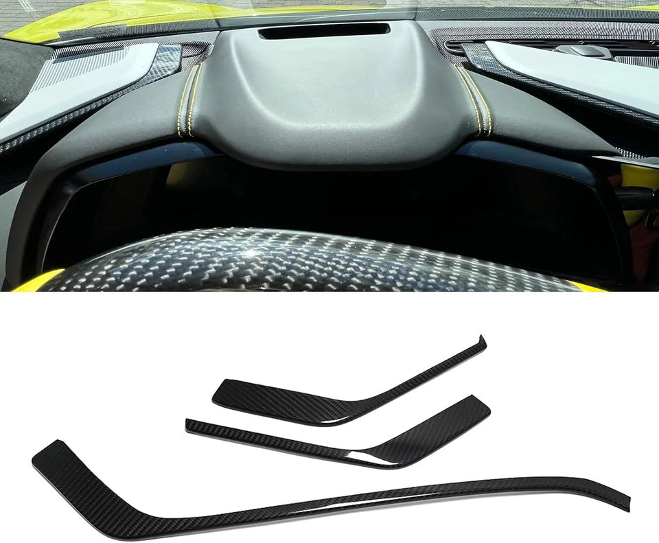 C8 Corvette Carbon Fiber 3pcs Upper Dashboard Trim Covers