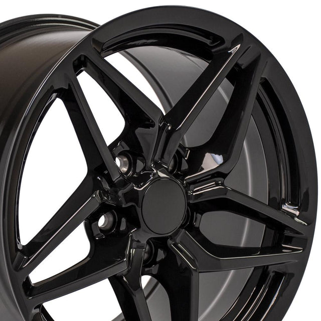 C4 Corvette C7 ZR1 Staggered Replica Wheels Black 17x9.5 & 17x11 – CV31