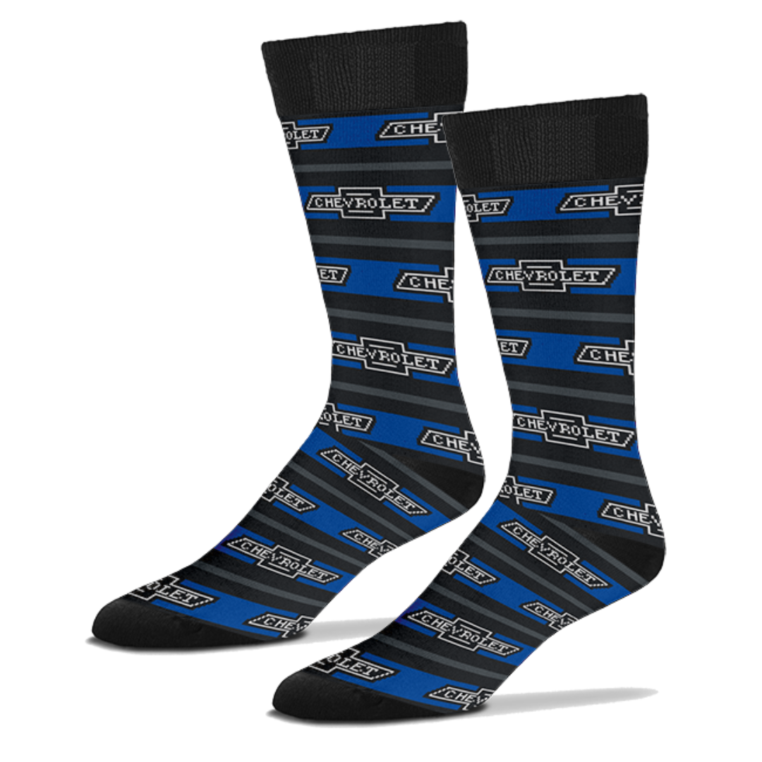 Chevy Bowtie Vintage Striped Crew Dress Socks | Corvette Store Online