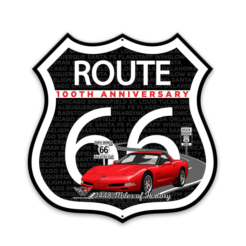 C5 Corvette Route 66 100th Anniversary Die-Cut Shield