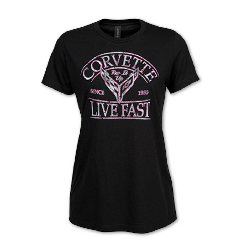 Ladies C8 Corvette Live Fast T-Shirt | Corvette Store Online