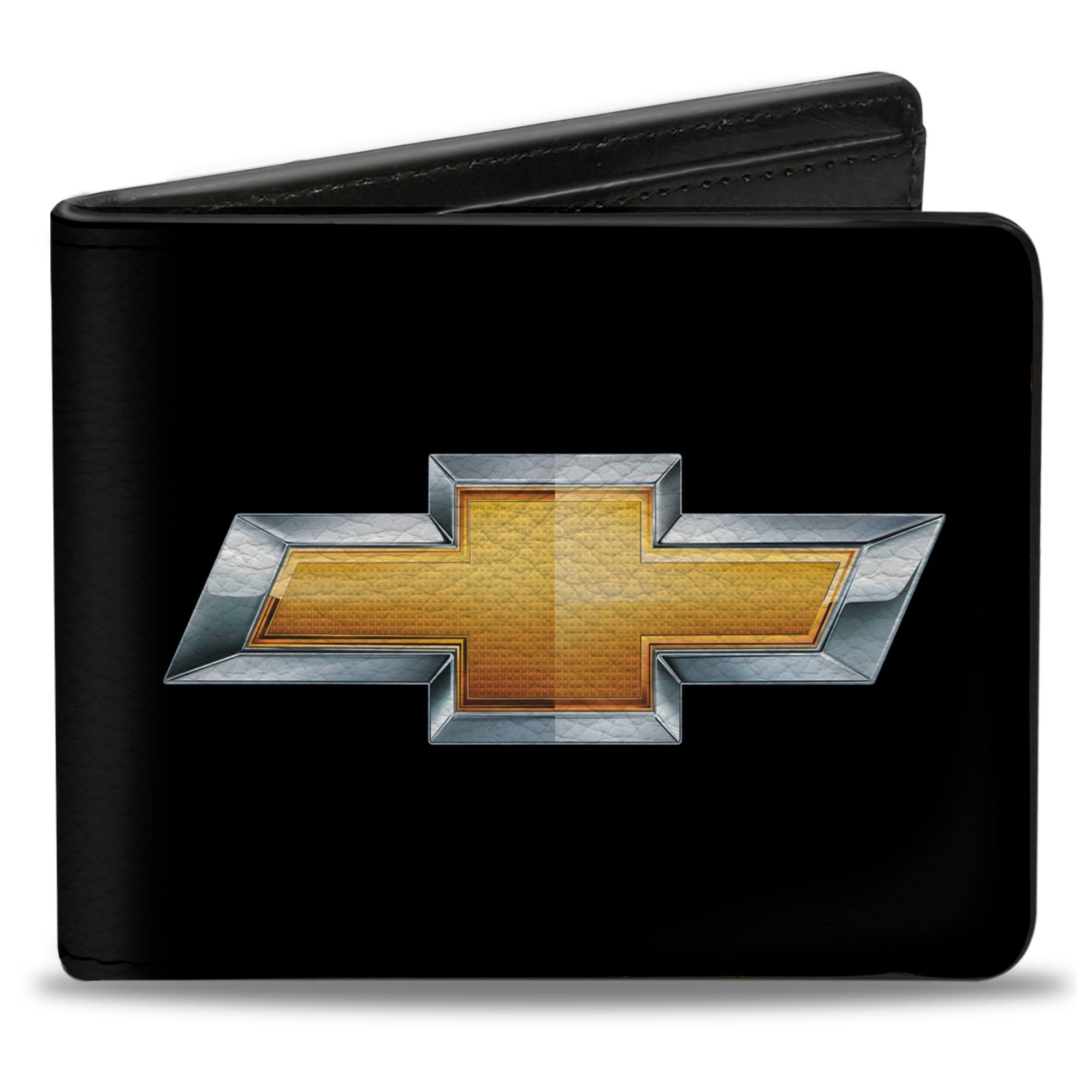 Chevy Bowtie Black & Gold Logo Bi-Fold Wallet | Corvette Store Online