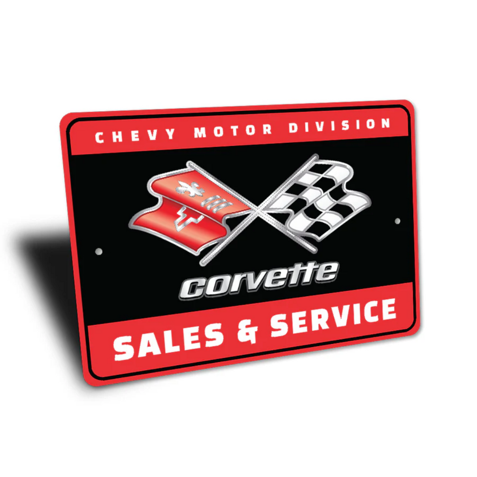 Chevy Motor Division Corvette Emblem Sales Service Sign | Corvette ...