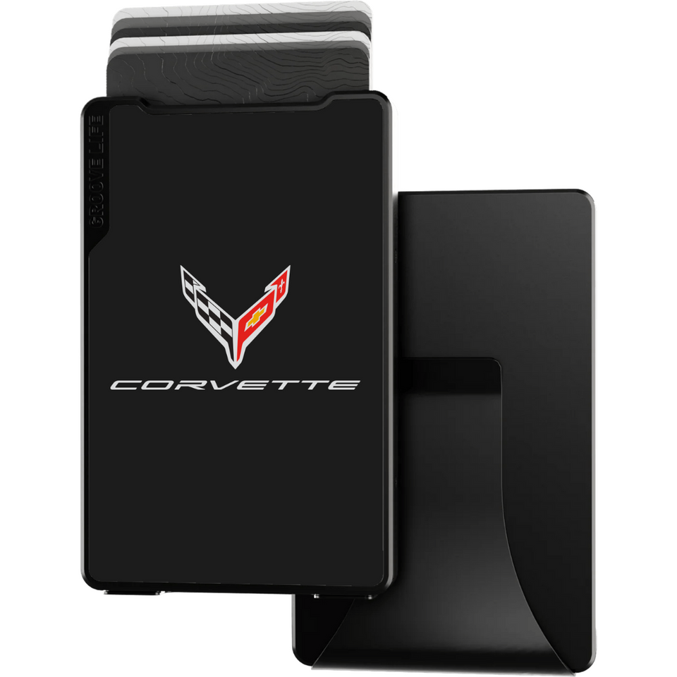 Black C8 Corvette Groove Wallet | Corvette Store Online