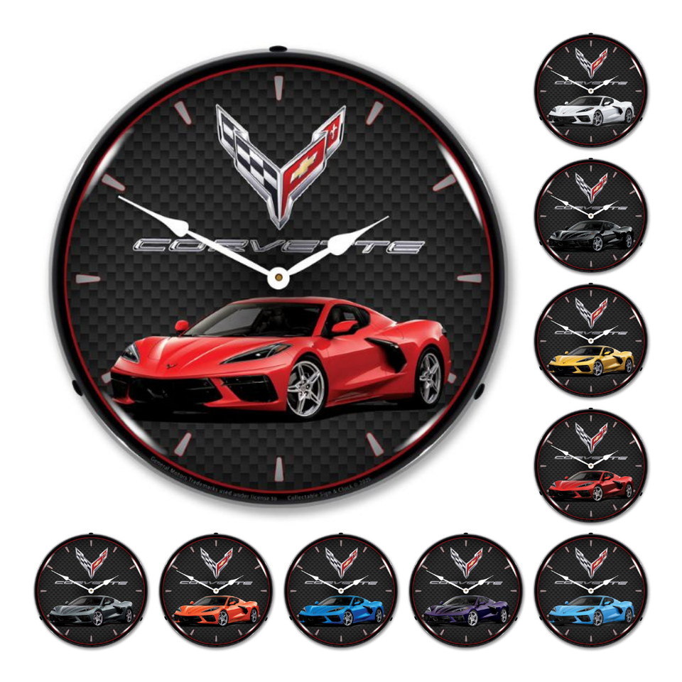 Custom Factory Paint C8 Corvette Clock | Corvette Store Online