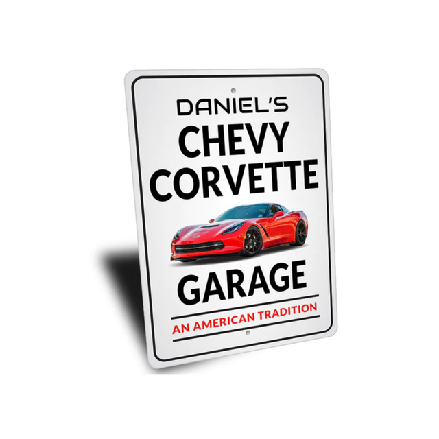 Personalized Chevy Corvette Garage Sign | Corvette Store Online