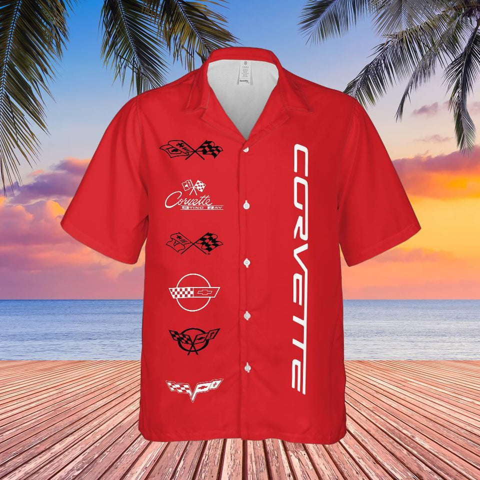 C6 Corvette Hawaiian Shirt Black and Victory Red Bundle