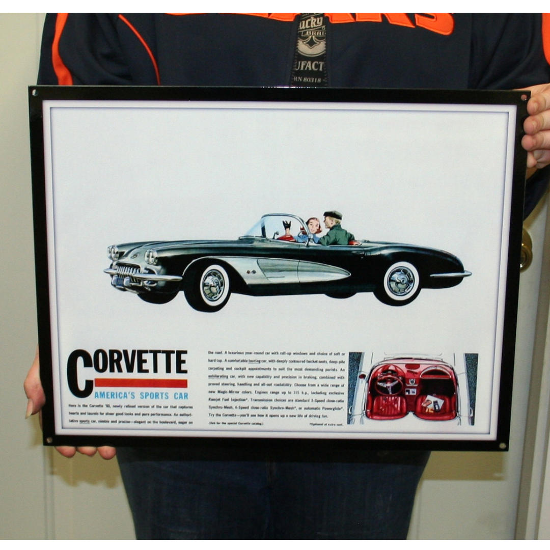 1960 C1 Corvette Advertisement Steel Sign | Corvette Store Online