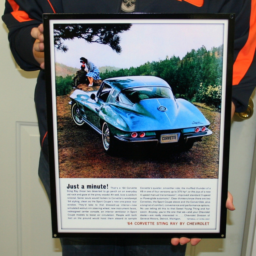 C2 Corvette Stingray Advertisement Steel Sign | Corvette Store Online