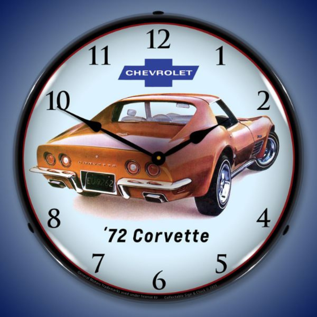1972 C3 Corvette Lighted Wall Clock | Corvette Store Online