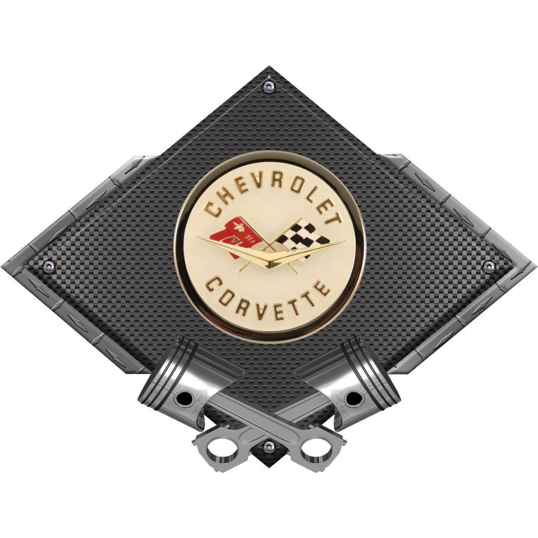 C1 Corvette Diamond Cross Pistons Steel Sign | Corvette Store Online