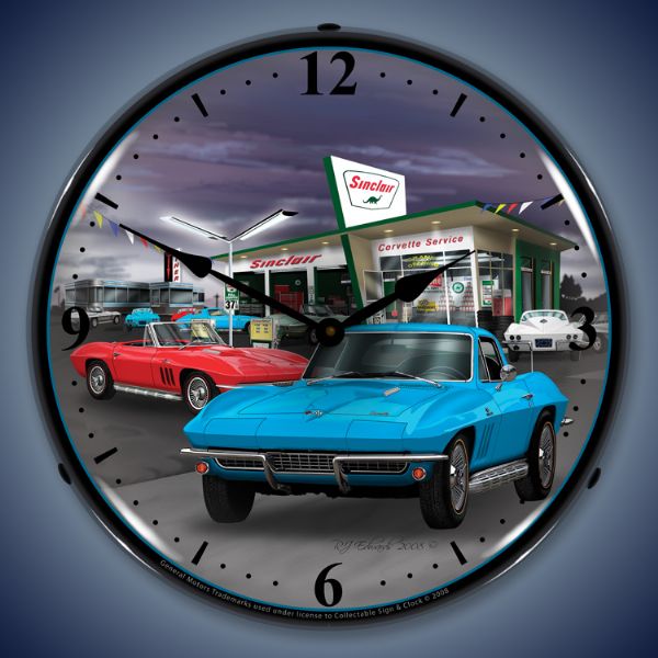 C2 Corvette Sinclair Service Lighted Clock | Corvette Store Online