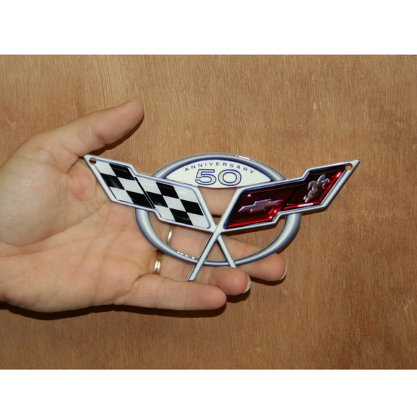C5 Corvette 50th Anniversary Emblem Steel Sign | Corvette Store Online