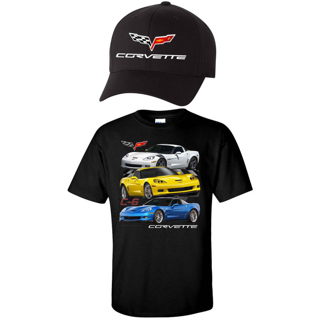 C6 Corvette Trio T-Shirt and Hat Bundle | Corvette Store Online