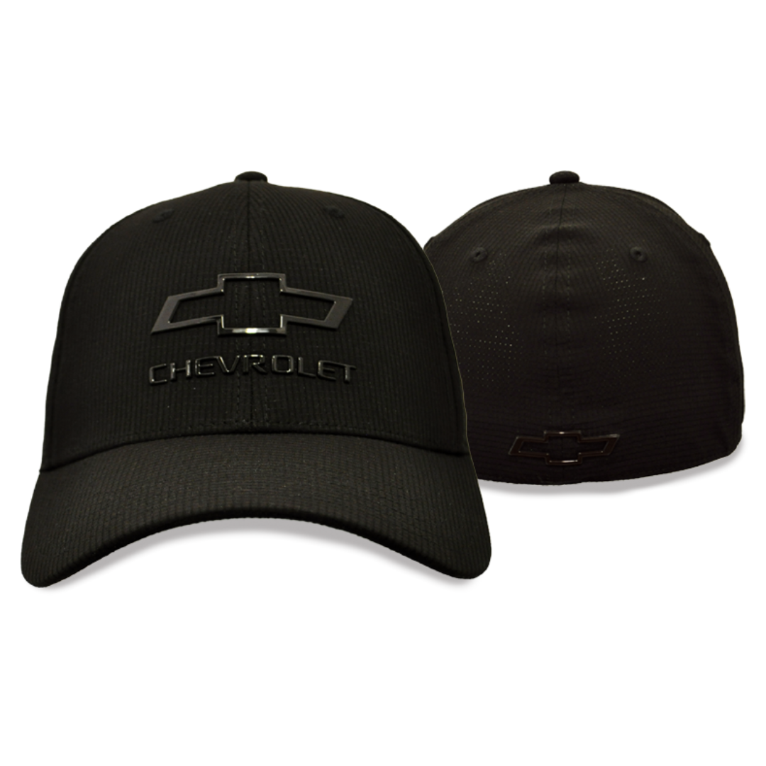 Chevy Bowtie Black Chrome Flex Fit Hat / Cap | Corvette Store Online