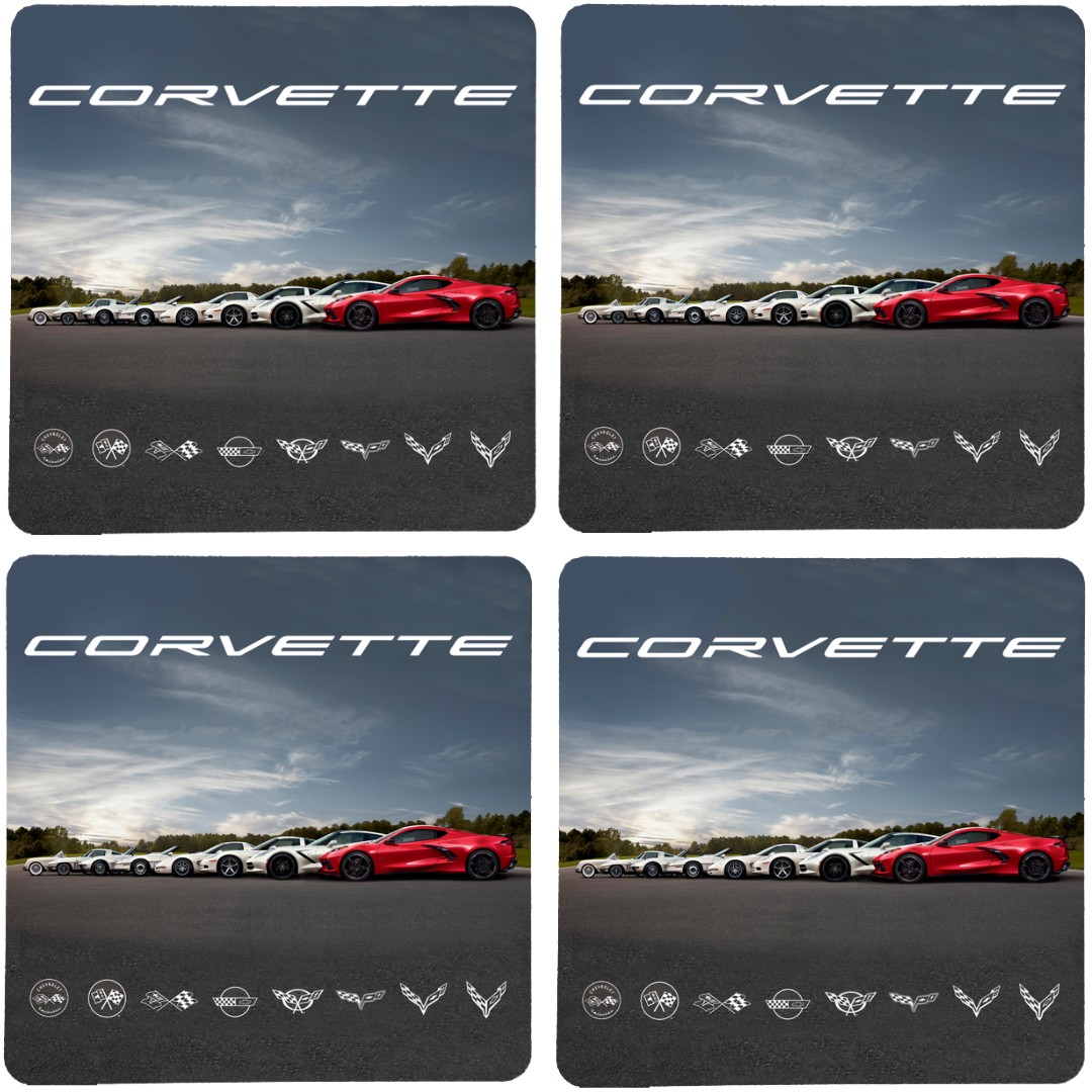 Corvette C1-C8 Generation Stone Coaster Bundle | Corvette Store Online