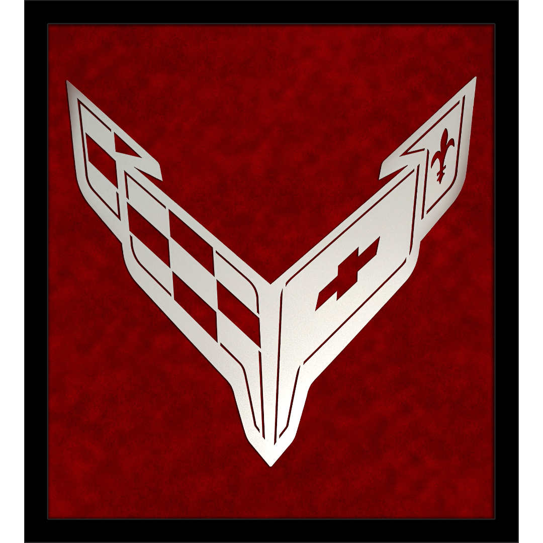 C8 Corvette Framed Laser Cut Logo - Red | Corvette Store Online